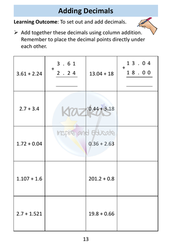 Decimals Workbook Level 1 Maths Functional Skills | Teaching Resources