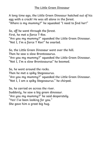 Talk4writing resources for The Little Green Dinosaur | Teaching Resources