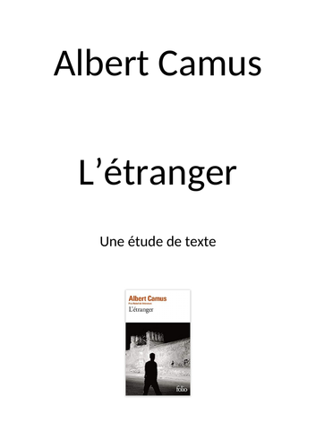 L' étranger - Camus- Study Guide | Teaching Resources