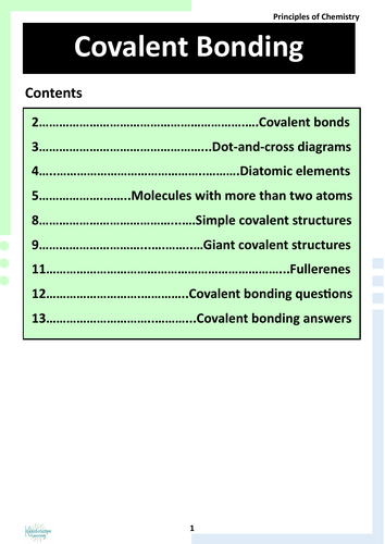 Covalent Bonding Revision Booklet | Teaching Resources