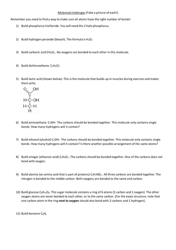Molymod challenges for KS3 and GCSE | Teaching Resources