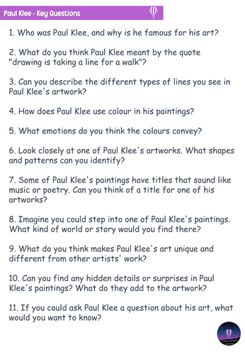 Paul Klee – Line Drawing Art Lesson (KS1/KS2) | Teaching Resources