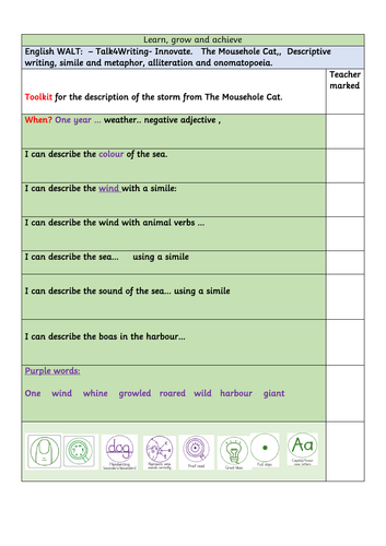 Talk4writing Unit of work - Mousehole Cat Setting description | Teaching Resources