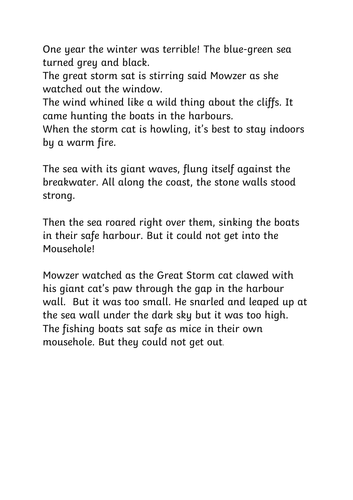 Talk4writing Unit of work - Mousehole Cat Setting description ...