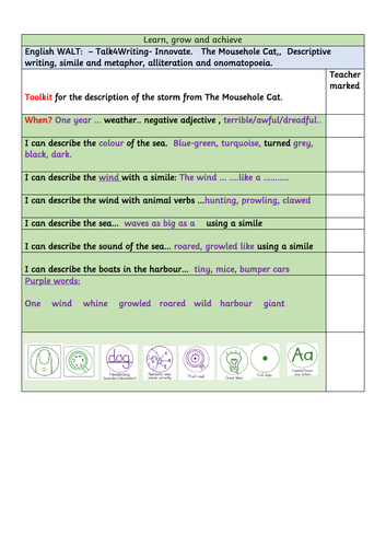 Talk4writing Unit of work - Mousehole Cat Setting description ...