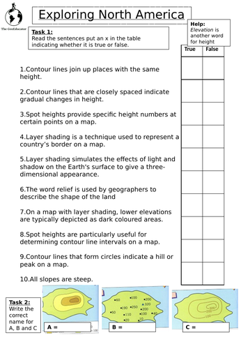 Exploring North America: Reading height on maps (2 lessons) | Teaching ...