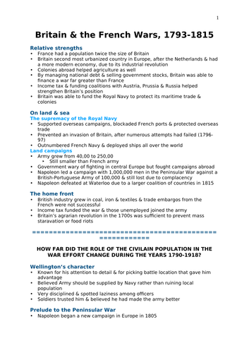 The British Experience of Warfare, c1790-1918 | Teaching Resources