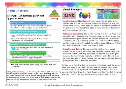 KS1/P1 Line Drawing -Field of Dreams | Teaching Resources