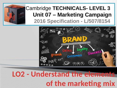 BTEC Business Level 03 - Unit 07 - Marketing campaign - L/507/8154 - Delivery Materials ...