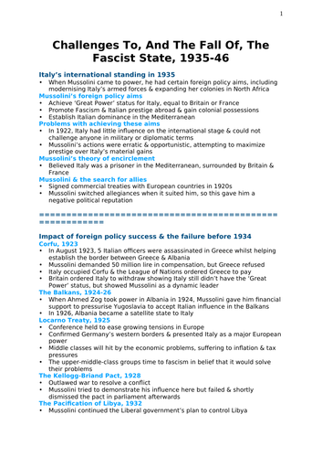 The Rise & Fall of Fascism in Italy, c1911-46 | Teaching Resources