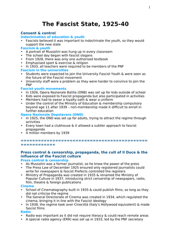 The Rise & Fall of Fascism in Italy, c1911-46 | Teaching Resources