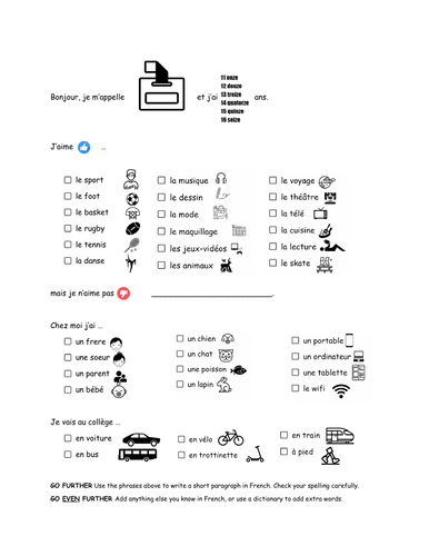 French Intro Questionnaire | Teaching Resources