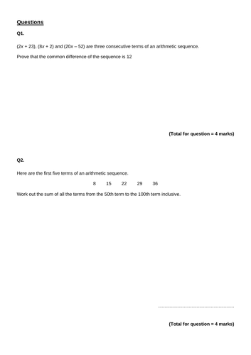 Sequences and Series | Teaching Resources