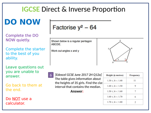 Direct and Inverse Proportion | Teaching Resources