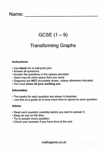Graphs and transformations | Teaching Resources
