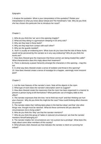 The Handmaid's Tale for AS A Level | Teaching Resources