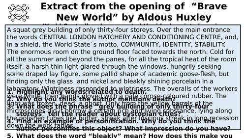 Brave New World Comprehension and Creative | Teaching Resources