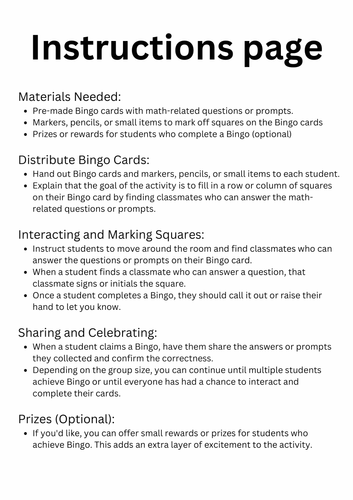 Back to school - Math Icebreaker Bingo | Teaching Resources