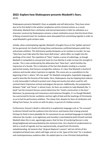 Grade 9 Macbeth Essays scoring 28-30 | Teaching Resources