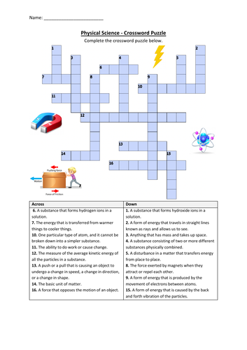 Physical Science Crossword Puzzle