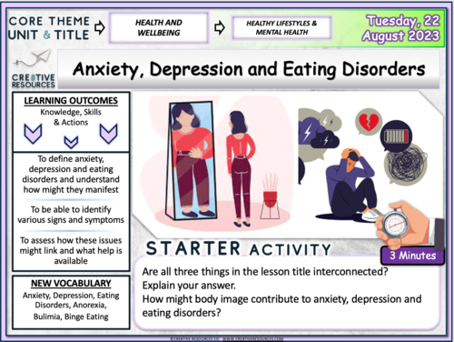 Anxiety, Depression and Eating Disorders | Teaching Resources