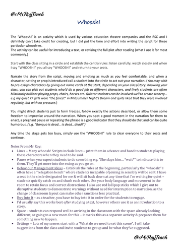 WHOOSH! How to - English and Drama | Teaching Resources