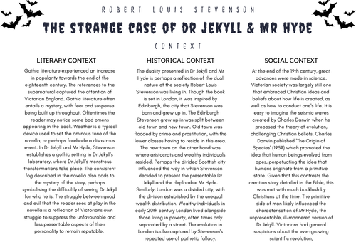 DR JEKYLL & MR HYDE Context Guide & Plot Summary GCSE English ... DR JEKYLL & MR HYDE Context Guide & Plot Summary GCSE English ...