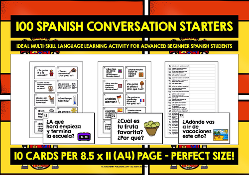 SPANISH CONVERSATION STARTERS #1 | Teaching Resources