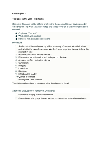 The Door in the Wall - Cambridge Stories of Ourselves | Teaching Resources