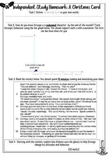 A Christmas Carol Homework Tasks | Teaching Resources