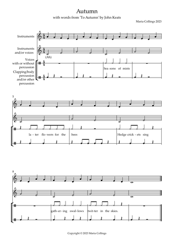 Autumn - A Quartet for Voices and Instruments | Teaching Resources