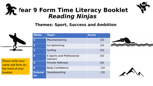 Sport-Themed Reading Booklet (Form Time Literacy) | Teaching Resources