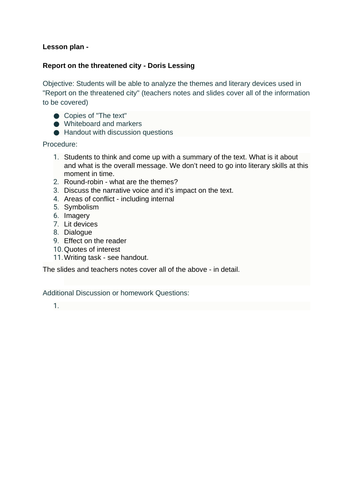 Report on the threatened city - Cambridge Stories of Ourselves - Doris ...