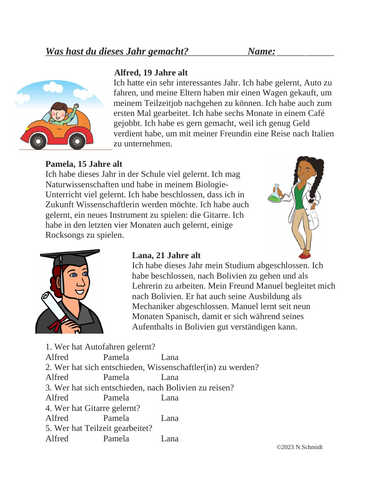 German Past Tense Reading | Deutsch Text (Perfekt) | Teaching Resources