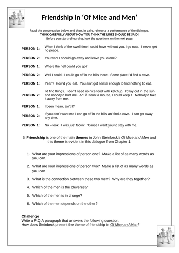 Of Mice and Men chapter 1 lessons | Teaching Resources