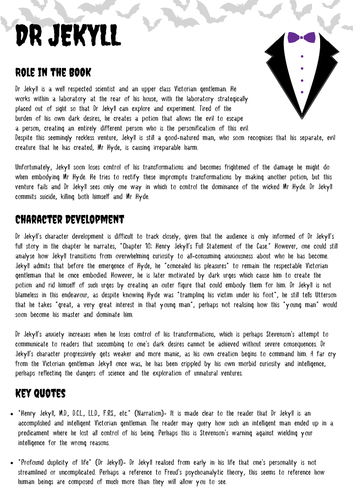 DR JEKYLL & MR HYDE REVISION PACK- Essay Plans, A Quote Bank ...