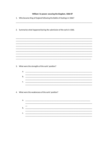 William I in power booklet | Teaching Resources