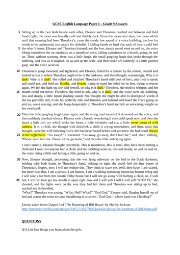 GSCE English Language Paper 1 - Grade 9 Answers & Questions (The ...