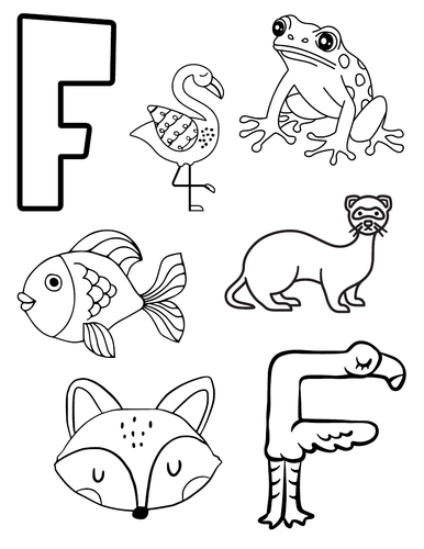 Printable Alphabet Animal Colouring Pages Kids Ages 4-6 Years F-J ...