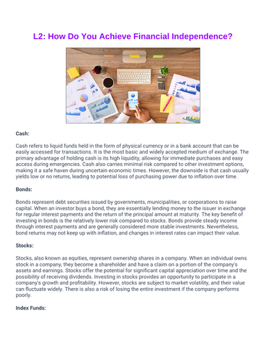 Financial Independence How | Teaching Resources