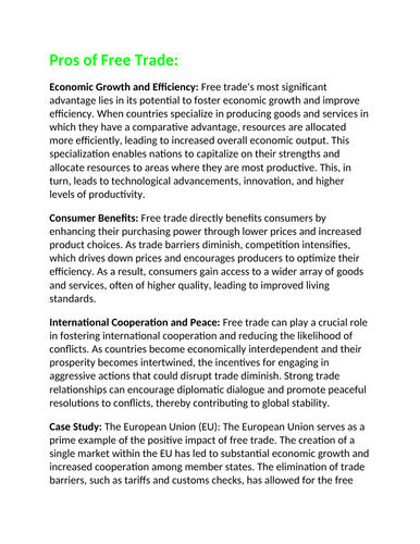 Development Free Trade | Teaching Resources