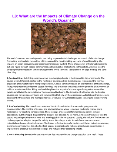 Climate Change Oceans | Teaching Resources