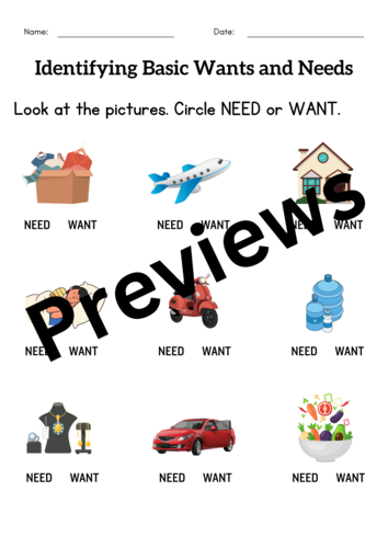 Basic human needs and basic needs of animals activities worksheet for ...