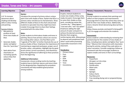 Shades, Tints and Tones - x2 Outstanding Art Lessons | Teaching Resources