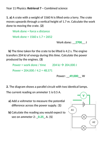 Retrieval practice activities (full set) Edexcel 9-1 GCSE Physics Revision | Teaching Resources