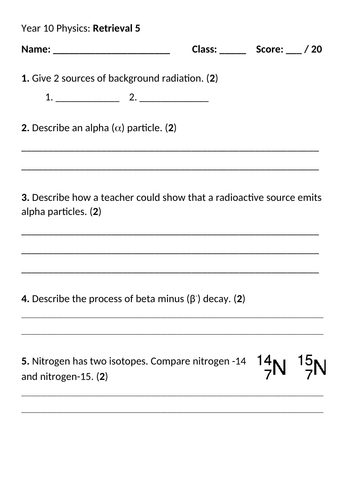 Retrieval practice activities (full set) Edexcel 9-1 GCSE Physics ...
