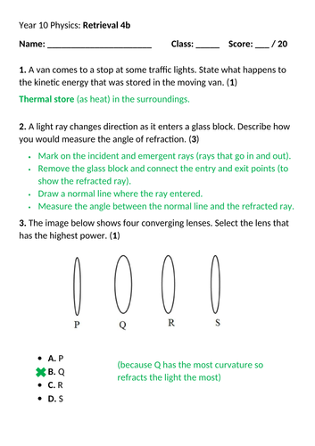 Retrieval practice activities (full set) Edexcel 9-1 GCSE Physics ...