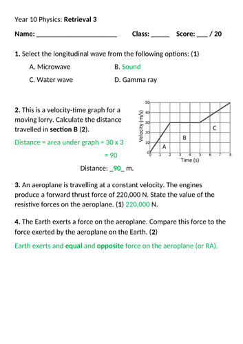 Retrieval practice activities (full set) Edexcel 9-1 GCSE Physics Revision | Teaching Resources