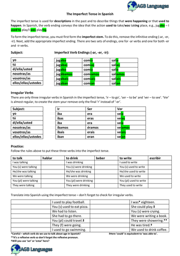Spanish Imperfect Tense Practice | Teaching Resources