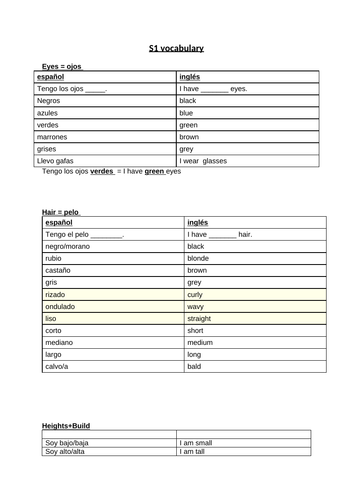 S1 - describing myself and others SPANISH | Teaching Resources